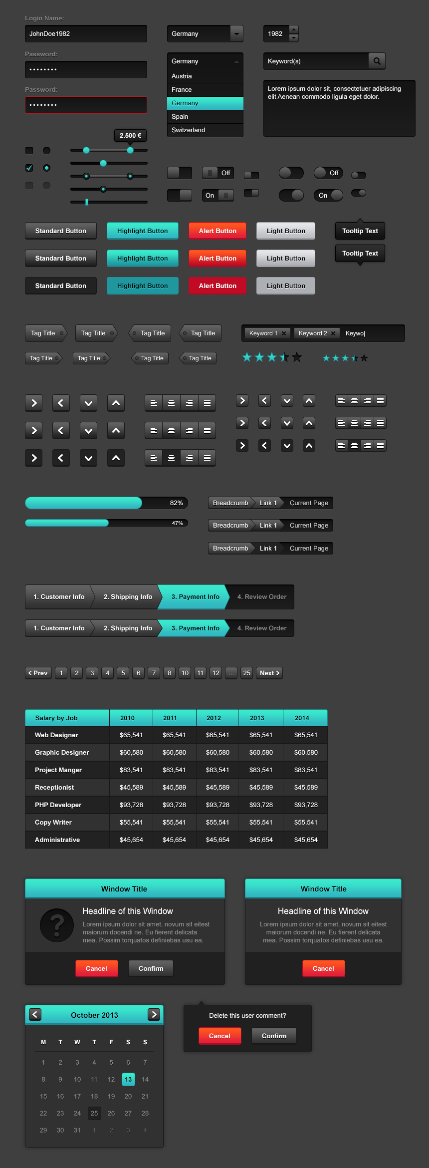 Free Dark Web UI Kit Free PSD at FreePSD.cc