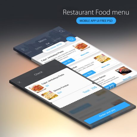 Free Restaurant Food menu Mobile App UI Free PSD at FreePSD.cc